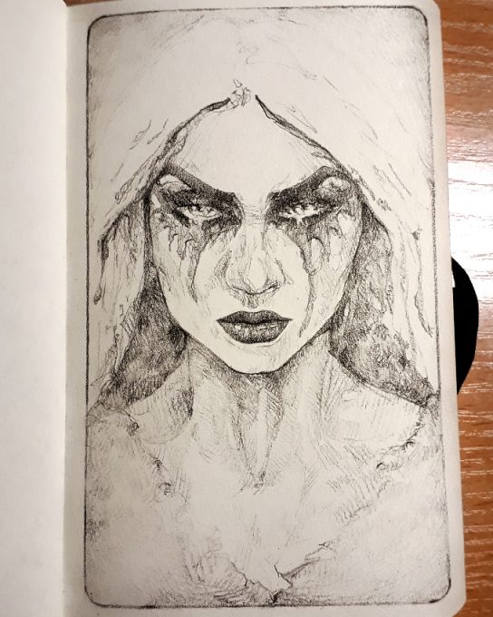 Gothic lady – Sketchbook drawing - Figure Drawing by Dimitar Hristov - 54ka