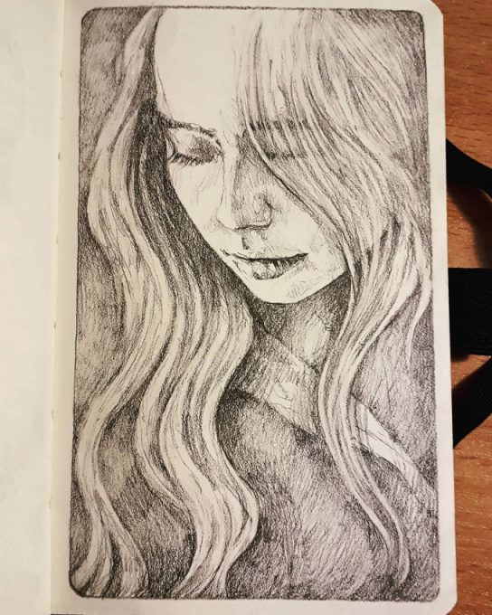 Girl Sketchbook Portrait - Figure Drawing by Dimitar Hristov - 54ka